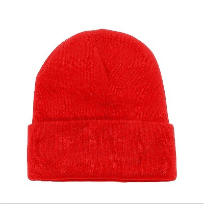 12 Pack Plain Long Cuffed Men's Beanies Skullies Multipack Bulk Red ...