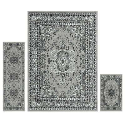 Home Dynamix Ariana Ksara Traditional Medallion Border Area Rug, Grey ...