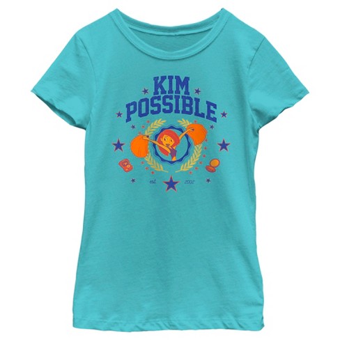 Girl's Kim Possible Cheerleader Kim Est. 2002 T-shirt - Tahiti Blue ...