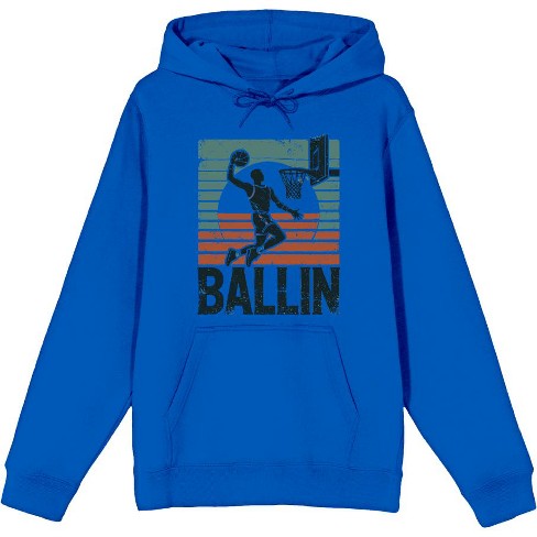 Ballin Slam Dunk Adult Royal Blue Long Sleeve Hoodie-medium : Target