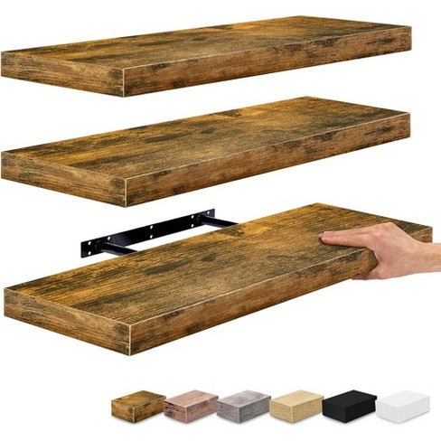 Set Of 3 (24"x9") Sorbus Rectangle Floating Shelves With Invisible ...