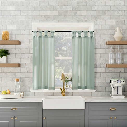 2pc 52"x36" Archaeo Washed Cotton Twist Tab Cafe Curtain Tier Pair ...