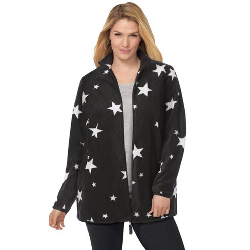 Woman Within Women's Plus Size Zip-front Microfleece Jacket - S, Black ...