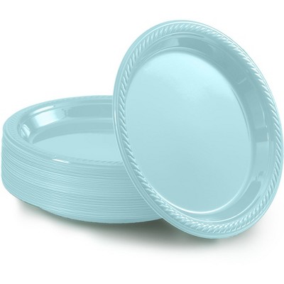 Sparksettings Light Blue Disposable Plastic Dessert Plates 7 Inches ...