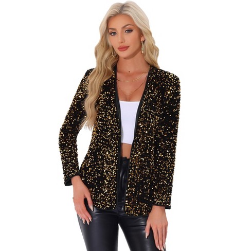 Allegra K Women's Halloween Open Front Long Sleeve Glitter Disco Party ...