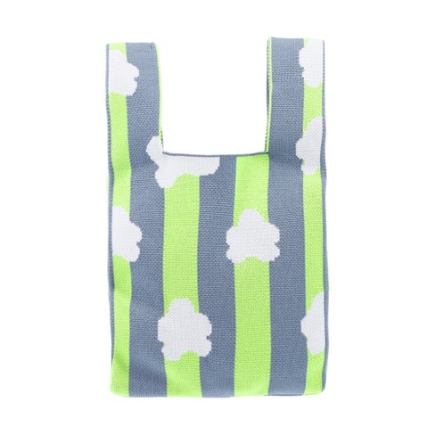 Unique Bargains Reusable Mesh Net Grocery Tote Bags Flowers Gray White ...