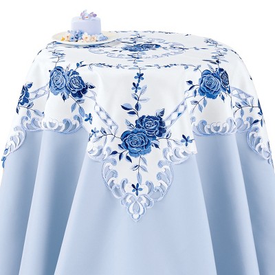 Collections Etc Elegant Embroidered Metallic Scroll Table Linens Square ...