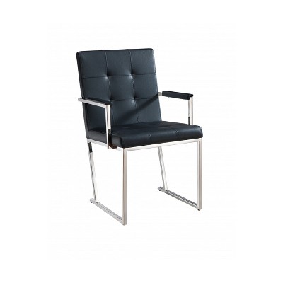 HomeStock 28.5 in. White Faux Leather Arm Chair (1-Piece) of with Metal ...