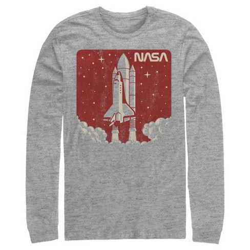 Men's Nasa Red And Orange Hue Lift Off Sticker Logo T-shirt - Athletic ...