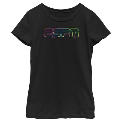 Girl's Espn Neon Outline Logo T-shirt - Black - Large : Target