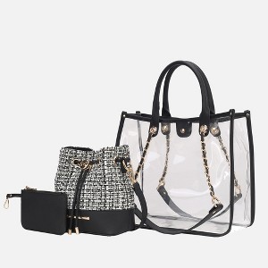 MKF Collection Diva PVC Clear Tote Bag with Tweed Bucket Bag by Mia K ...