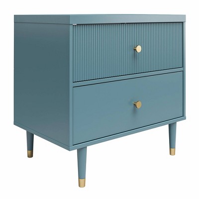 Elizabeth Nightstand Smoke Blue Cosmoliving By Cosmopolitan Gold Accents Tapered Legs Storage Target