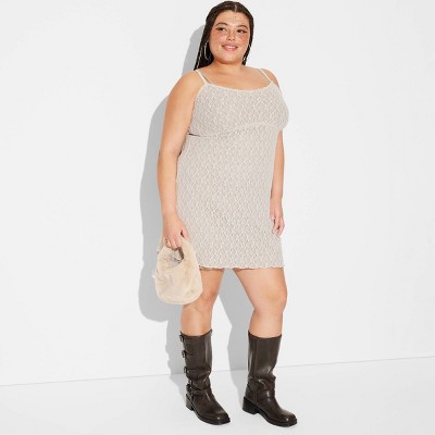 Women's Mini Bodycon Holiday Dress - Wild Fable™ Beige Lace 3x : Target