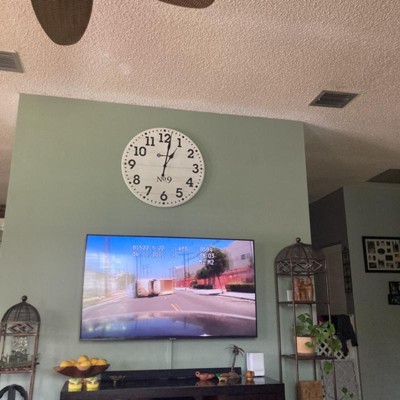 26" Farmhouse Wood Wall Clock White - Threshold™: Rustic Indoor ...