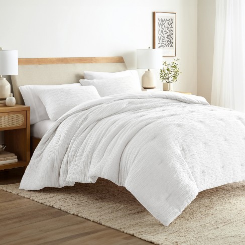 Waffle Textured Comforter Set All Season Down-alternative Ultra Soft ...