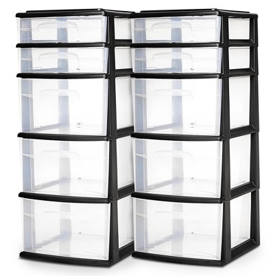 Homz Tall Solid Plastic Versatile 4 Drawer Medium Home Storage Cart ...