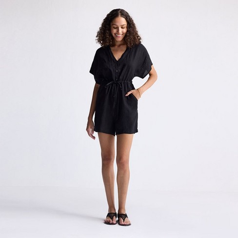 Reistor Women's V Neck Drawstring Romper : Target