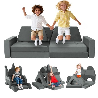 12-Piece Modular Kids Sofa, Convertible Toddler Couch for Playroom and ...