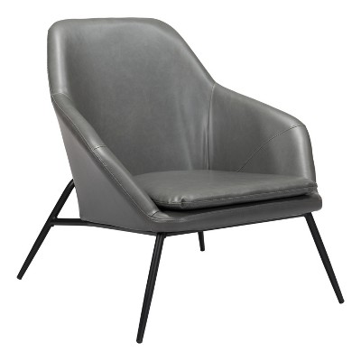 HomeStock 31.1 in H Gray Finish Round Wood Frame Straight Armchair ...