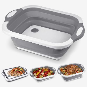 Cheer Collection Collapsible Cutting Board and Wash Tub for BBQ Prep ...