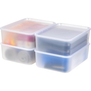 IRIS Medium Plastic Modular Storage Basket with Lid, Pearl : Target