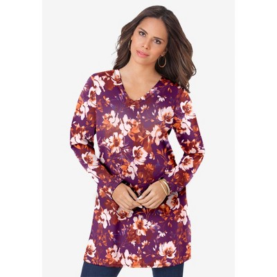 Roaman's Women's Plus Size Long-sleeve V-neck Ultimate Tunic, 5x ...