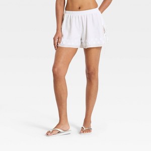 Women's Tie-Front Pull-On Shorts - A New Day™ White M : Target