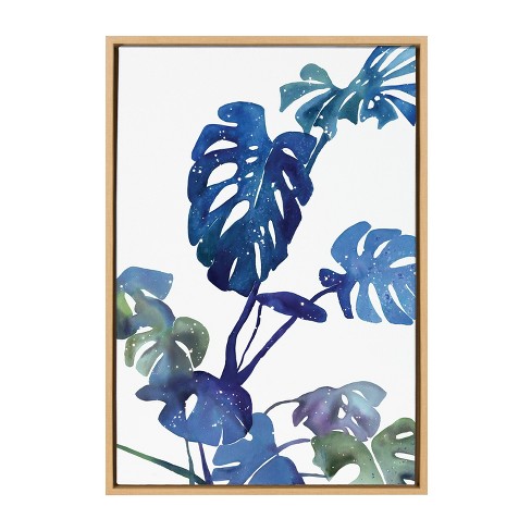 Kate And Laurel Sylvie Ci Monstera Blue Magic Framed Canvas By Ingrid ...