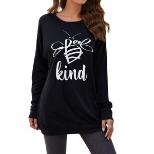 Nlife Women's Crewneck Long Sleeve Tops Be Kind Bee Graphic Loose ...