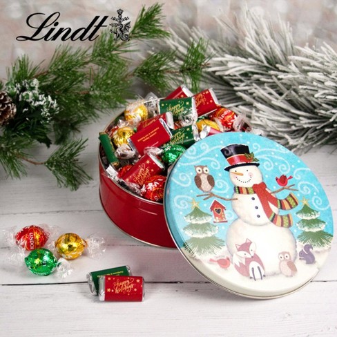 1.8lbs Christmas Chocolate Gift Tin Hershey's Miniatures & Lindt ...
