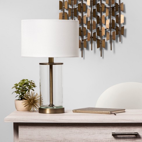 Fillable Accent With Usb Table Lamp Brass - Threshold™: Modern Glass ...