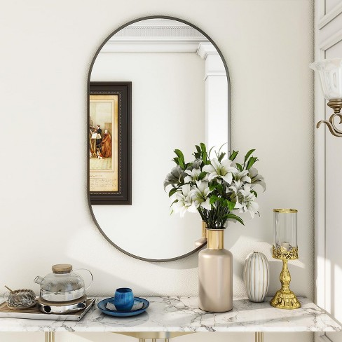 Homlux 22"x38" Oval Pill Mirror Wall Mount Full Length Bathroom Mirror ...
