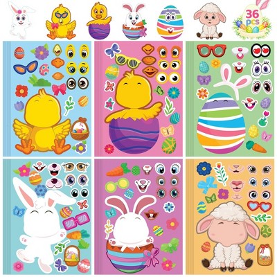 24pcs Make-a-face Sticker Sheets Make Your Own Animal Mix And Match ...