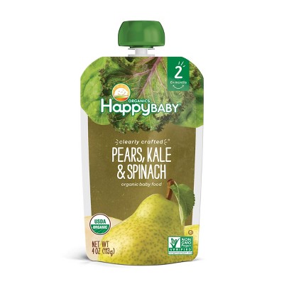 Happybaby Clearly Crafted Pears Kale & Spinach Baby Food Pouch - 4oz ...
