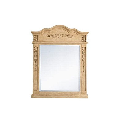 Wood Wall Mirror With Diamond Pattern Beige - Olivia & May : Target