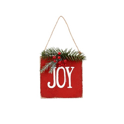 Northlight 7" Hanging "joy" Christmas Wall Decor With Pine And Berries ...