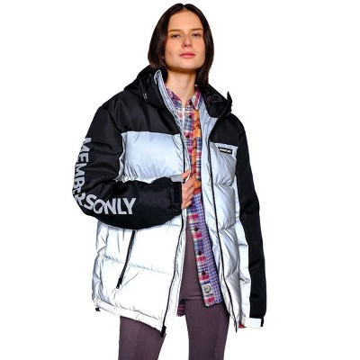 Members Only - Women's Mo Oversized Puffer Jacket - Reflective - Small ...