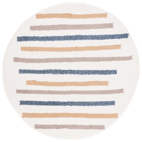 Calico Shag Clc110 Power Loomed Area Rug - Ivory/gold - 6'7" Round ...