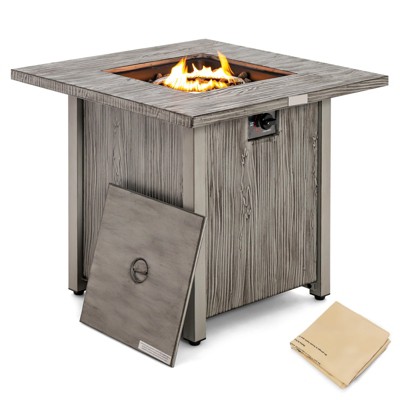 Costway 28'' Patio Square Fire Pit Table 40,000 Btu Propane Gas Table ...
