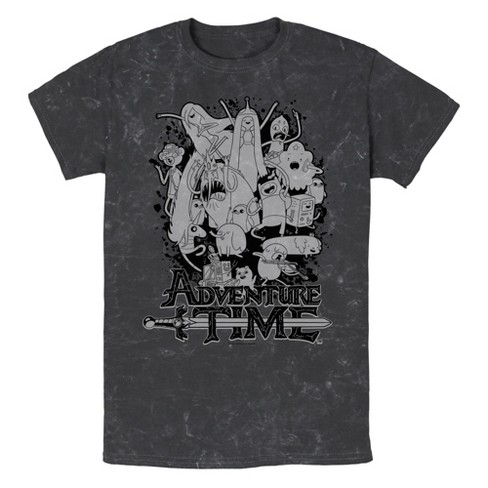 Men's Adventure Time Main Characters Grayscale T-shirt - Black - Large ...