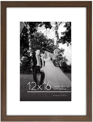 Americanflat 12x16 Picture Frame In Walnut - Displays 8x12 With Mat And ...