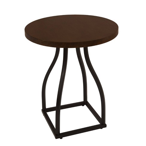 Homepop Lindsay Metal Base Accent Table Brown: Modern Style, 20" High ...