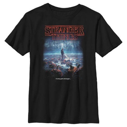 Boy's Stranger Things Pumpkin Field It Only Gets Stronger T-shirt ...