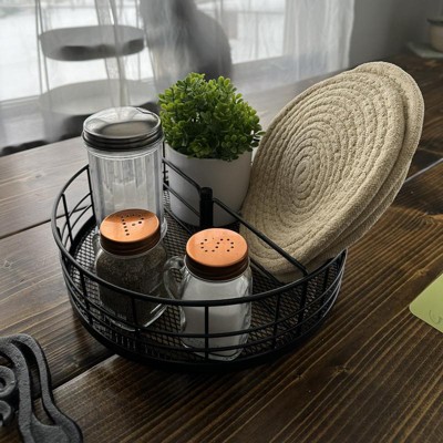 Divided Turntable Black Wire With Natural Wood - Brightroom™ : Target