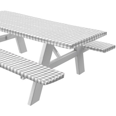 Picnic Tablecover With Bench Covers -fitted With Elastic, Vinyl With ...
