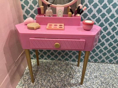 Our Generation Fabulous Fun Pink Vanity Table & Chair Dollhouse ...