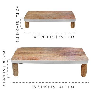 AuldHome Design Rectangular Farmhouse Wooden Risers Set of 2; Rustic ...