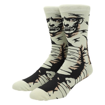 Universal Monsters Mummy Men's White Animigos Crew Socks : Target