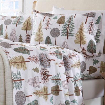 Great Bay Home Cotton Printed Flannel Sheet Set (queen, Snowy Forest ...