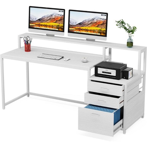 Tribesigns 63" Ergonomic Office Desk, White : Target